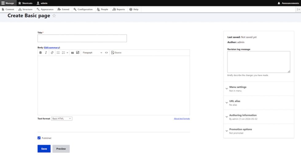 How to Create a Page in Drupal - AwardSpace.com