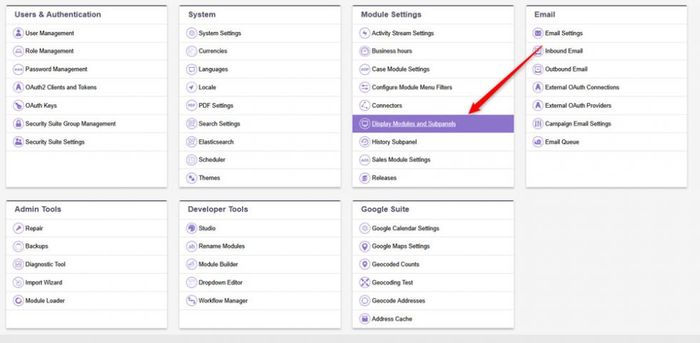 How to Manage Modules in SuiteCRM - AwardSpace.com